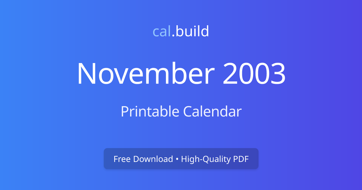 November 2003 Calendar Printable | Free Download