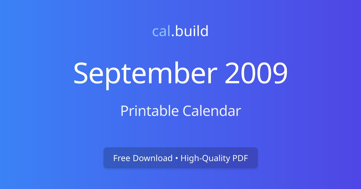 September 2009 Calendar Printable | Free Download