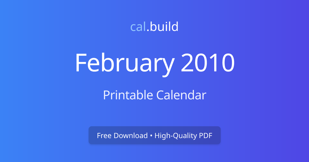 February 2010 Calendar Printable | Free Download