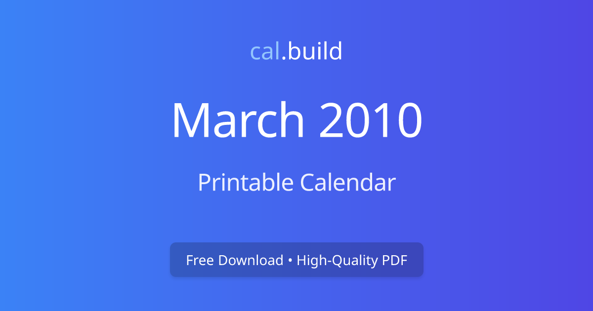 March 2010 Calendar Printable | Free Download