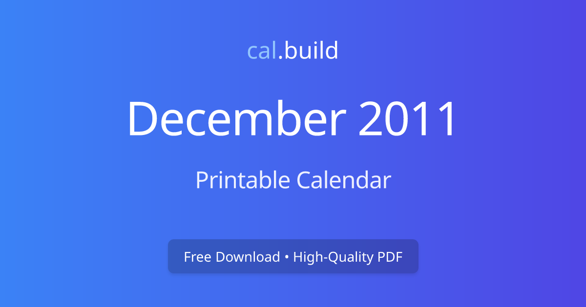 December 2011 Calendar Printable | Free Download