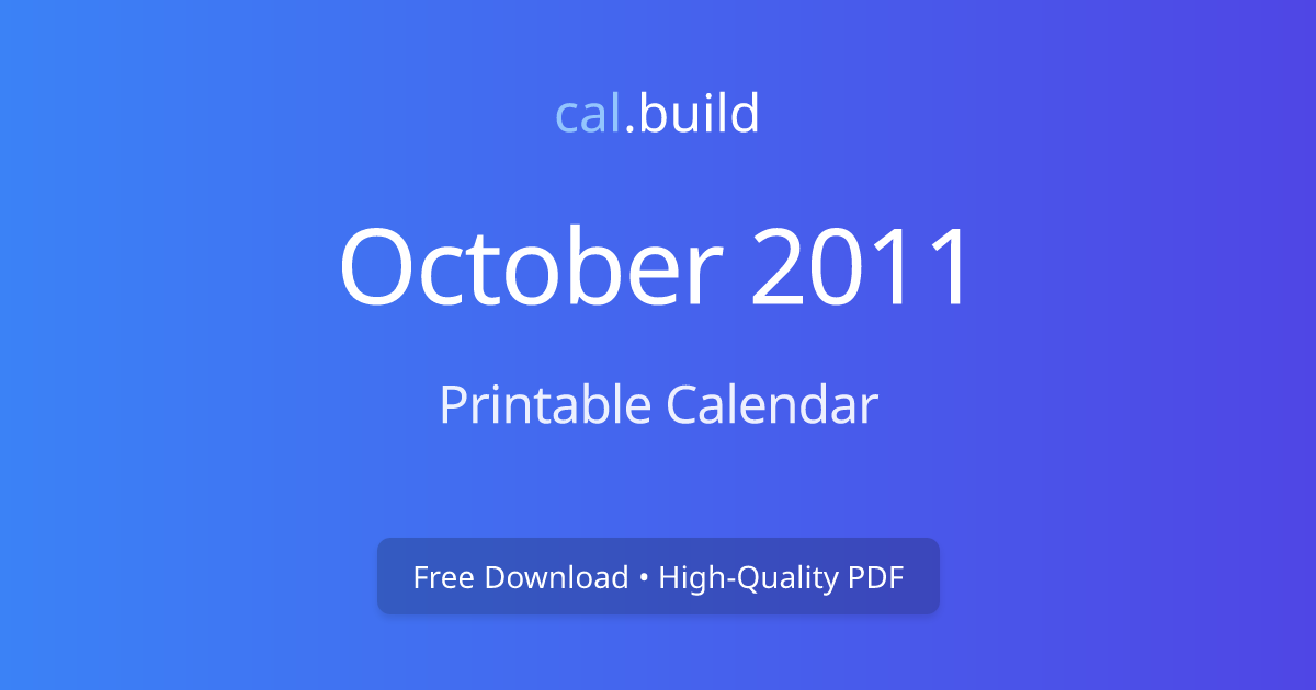 October 2011 Calendar Printable | Free Download