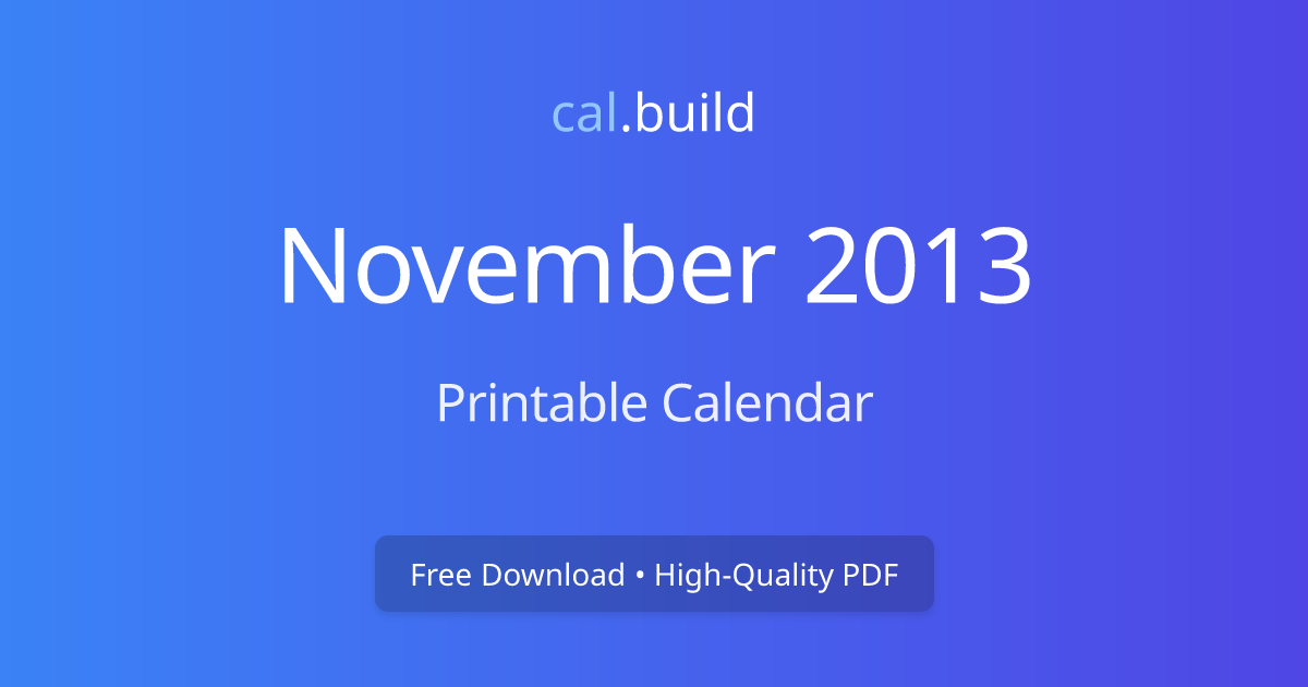 November 2013 Calendar Printable | Free Download