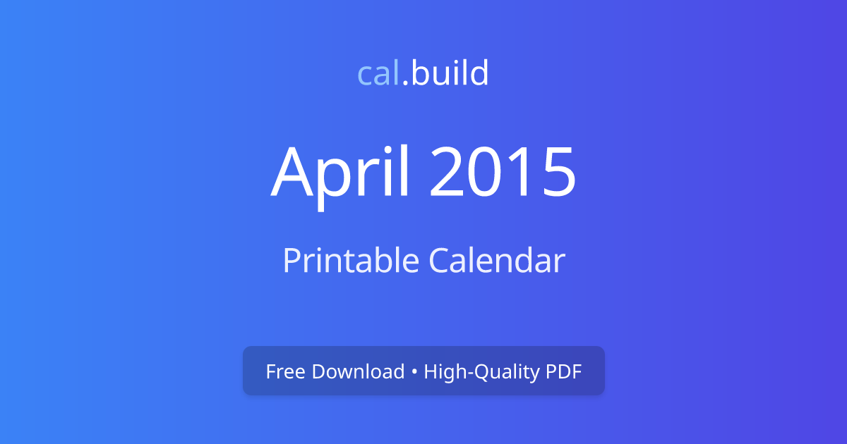 April 2015 Calendar Printable | Free Download