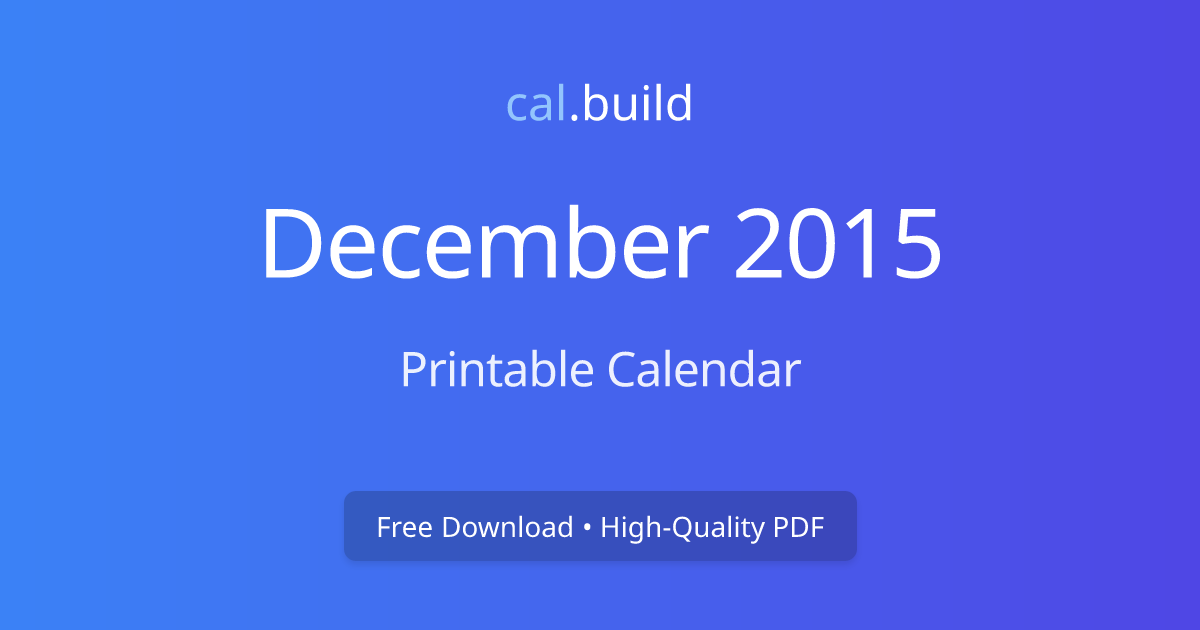 December 2015 Calendar Printable | Free Download