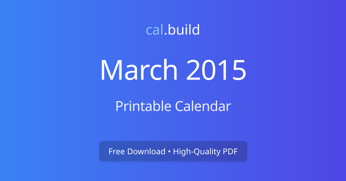 March 2015 Calendar Printable | Free Download