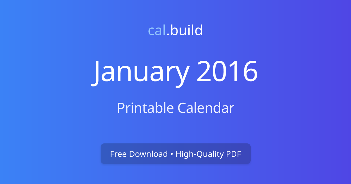 January 2016 Calendar Printable | Free Download