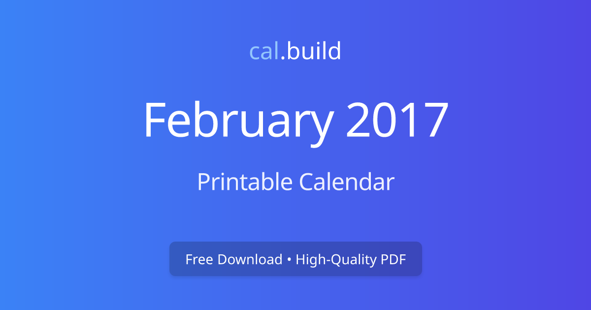 February 2017 Calendar Printable | Free Download