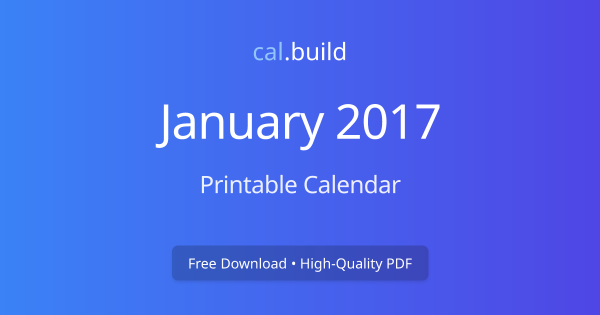 January 2017 Calendar Printable | Free Download