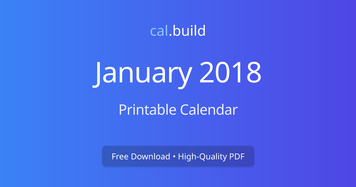 January 2018 Calendar Printable | Free Download