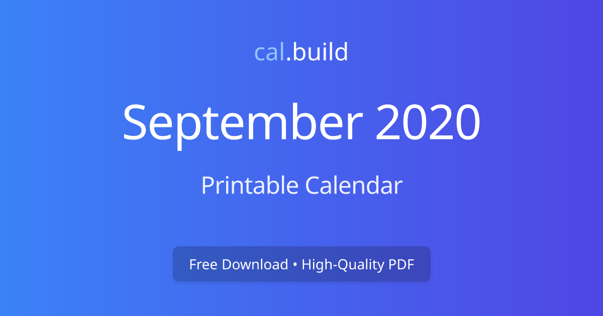 September 2020 Calendar Printable | Free Download