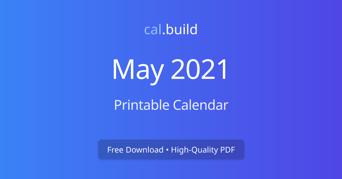 May 2021 Calendar Printable | Free Download