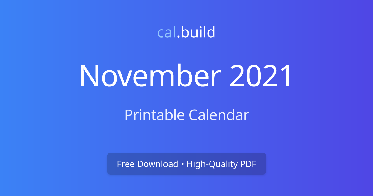 November 2021 Calendar Printable | Free Download
