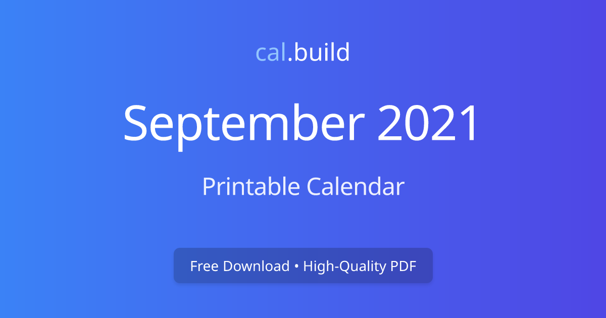 September 2021 Calendar Printable | Free Download